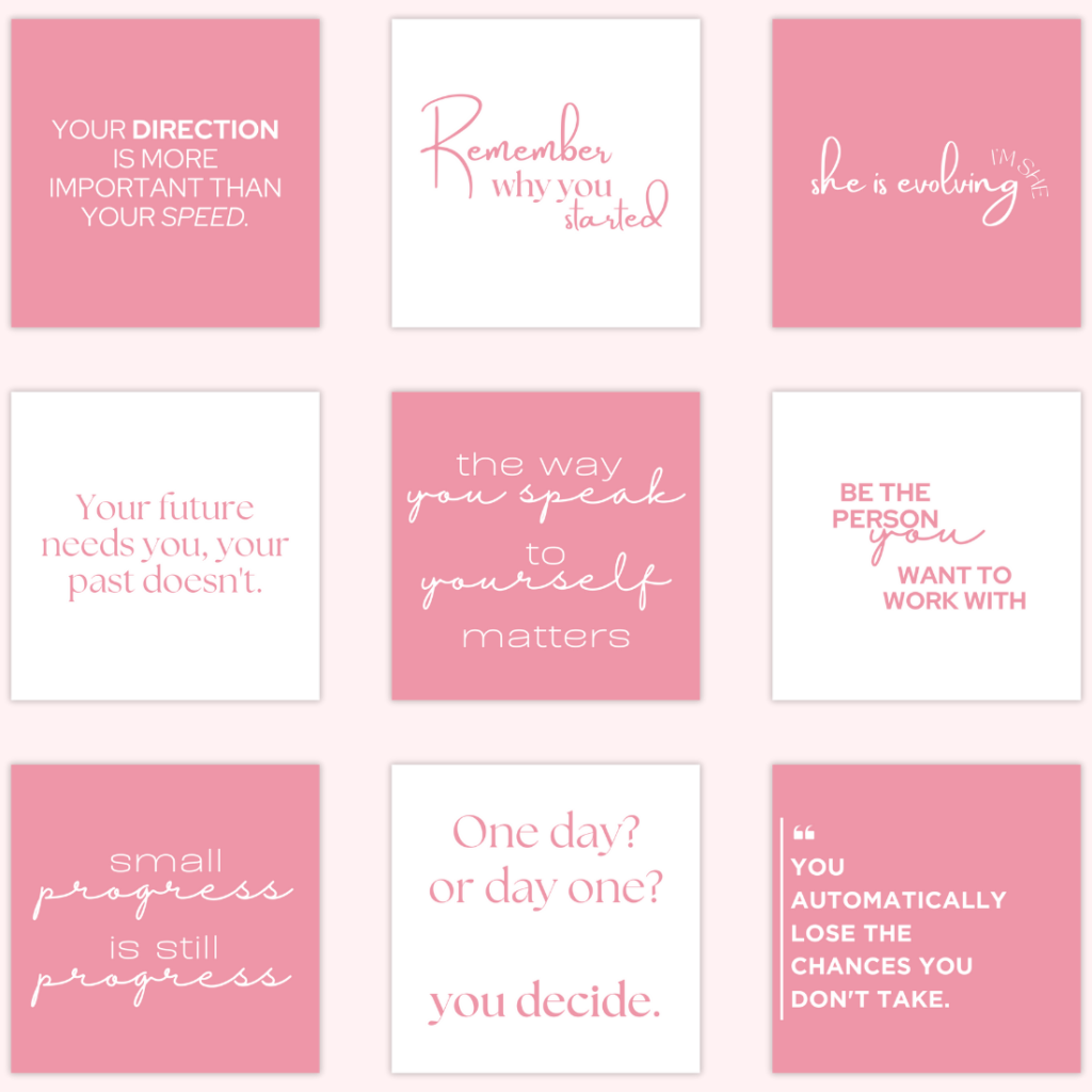 100 Pink Girls Inspirational Posts + 100 Matching Stories Editable in ...
