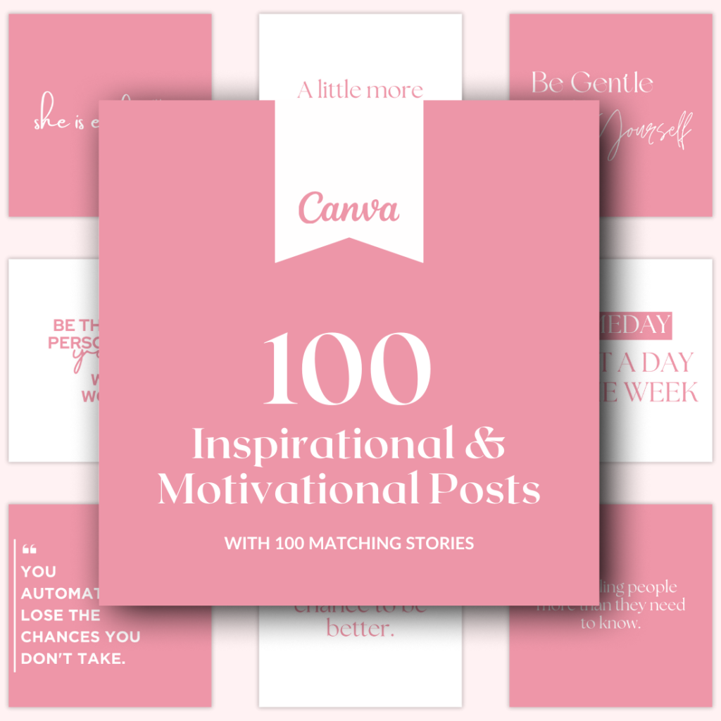 100 Pink Girls Inspirational Posts + 100 Matching Stories Editable in ...