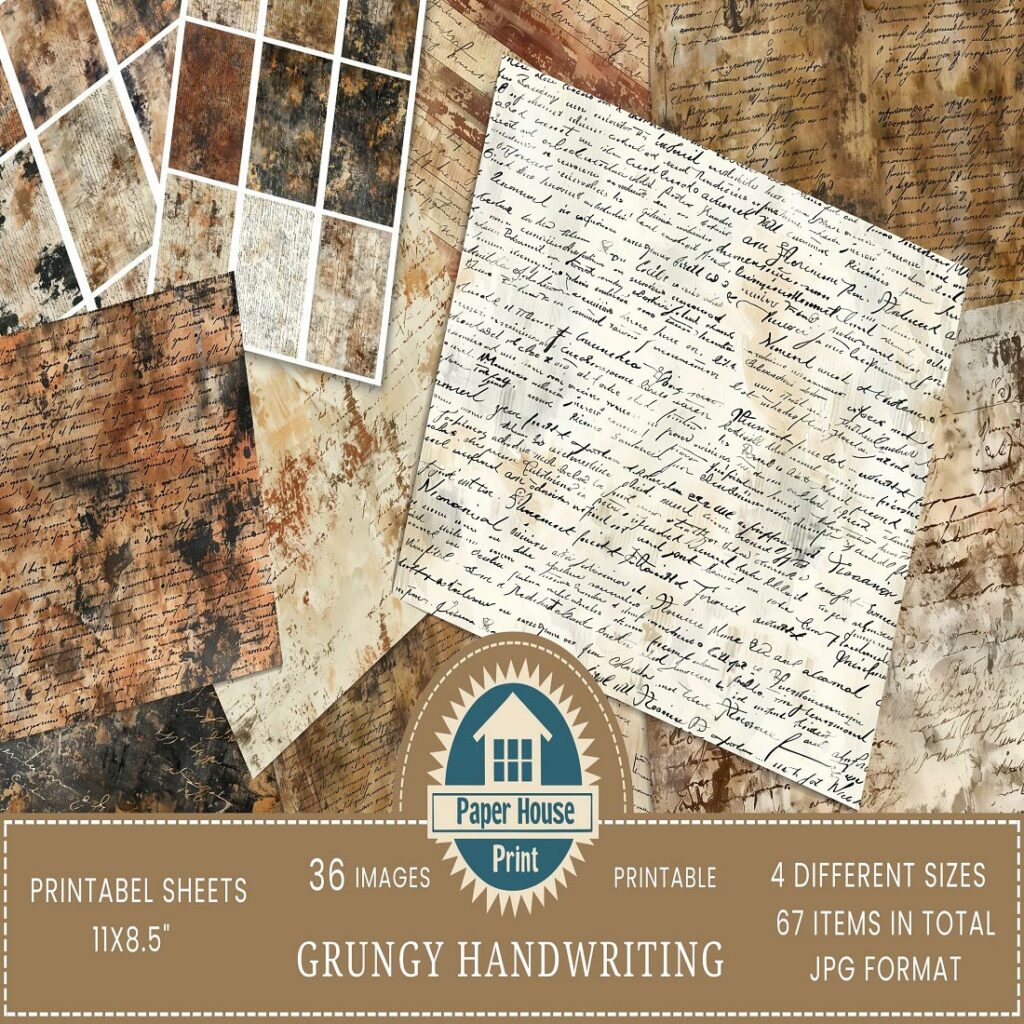 Old Handwriting Junk Journal Pages Digital Scrapbook Paper - MasterBundles