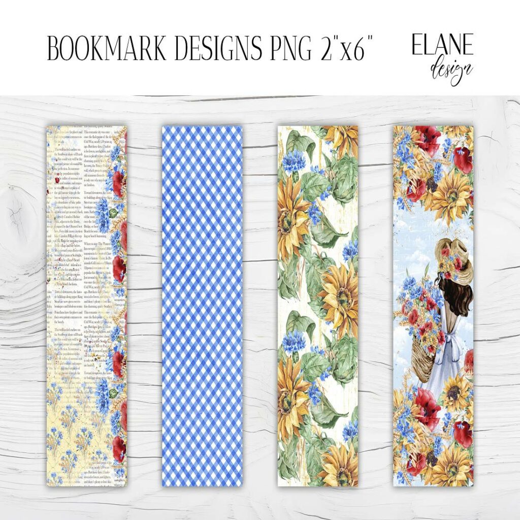Floral Printable Bookmark, 4 Wild Flowers Bookmark PNG.jpg - MasterBundles