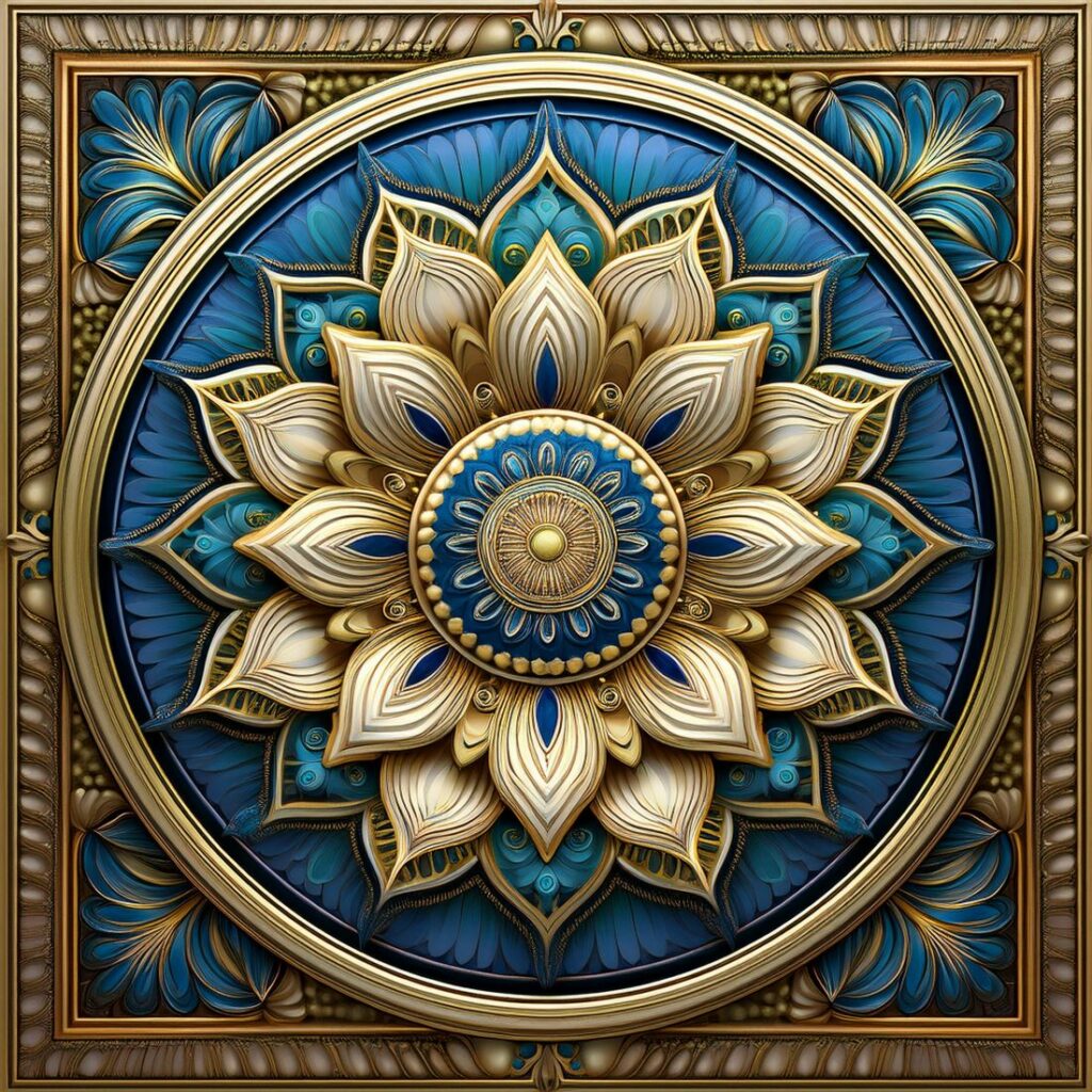 Elegant 3D Decorative Ceiling Wallpaper with Mandala Design - MasterBundles