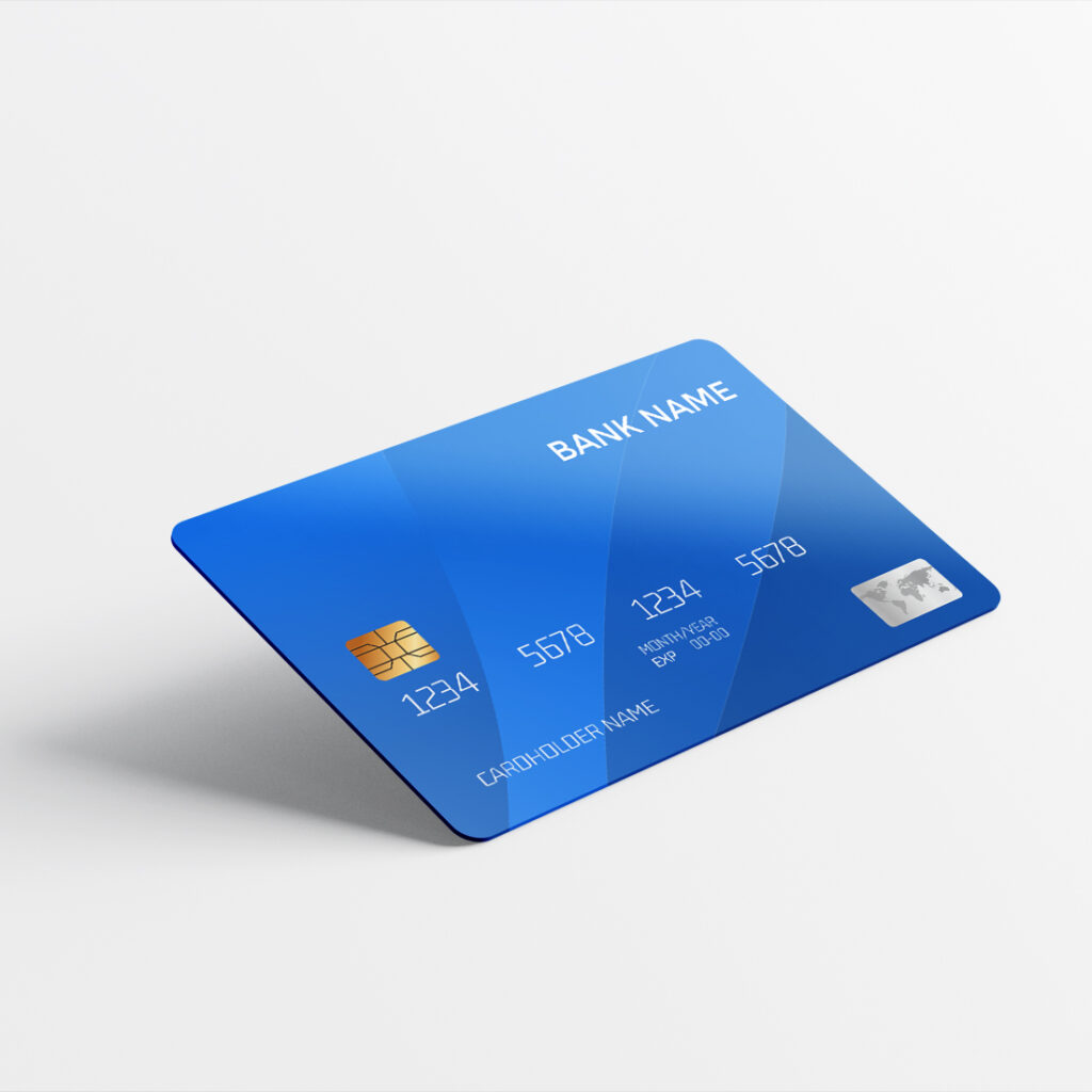 Glossy Blue Debit Card Design Template - MasterBundles
