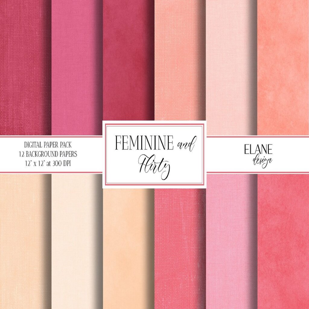 Feminine Colors Digital Paper, Valentine Backgrounds, Love - MasterBundles
