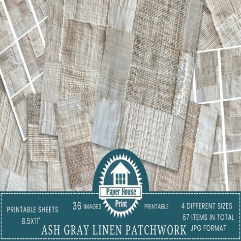 Ash Gray Linen Stitched Patchwork Background Paper - MasterBundles