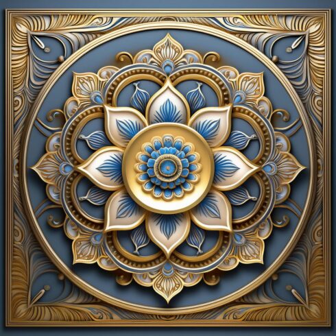 Elegant 3D Decorative Ceiling Wallpaper with Mandala Design - MasterBundles