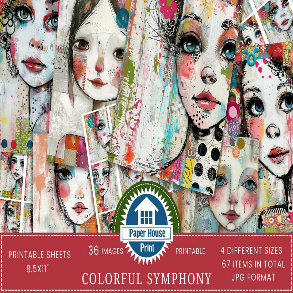 Colorful Whimsical Girls Portraits Digital Papers - MasterBundles