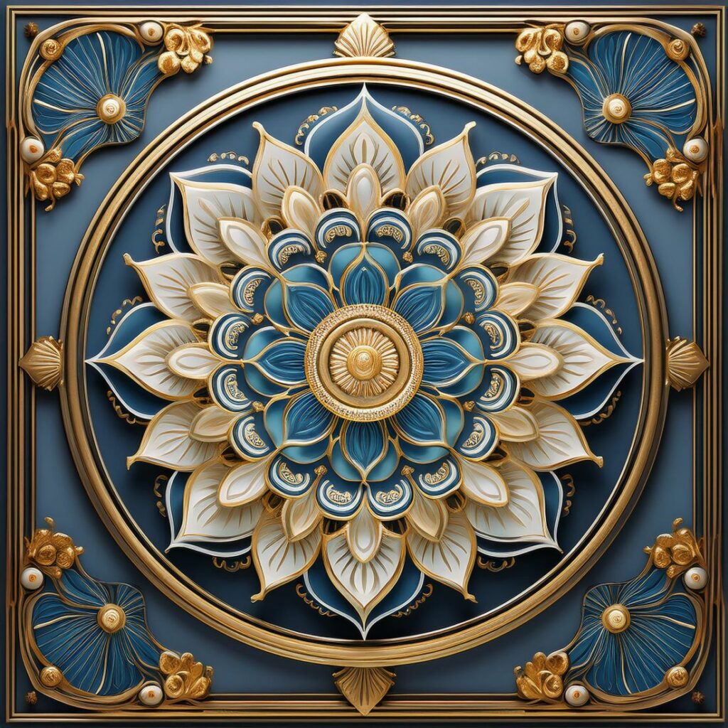 Elegant 3D Decorative Ceiling Wallpaper with Mandala Design - MasterBundles