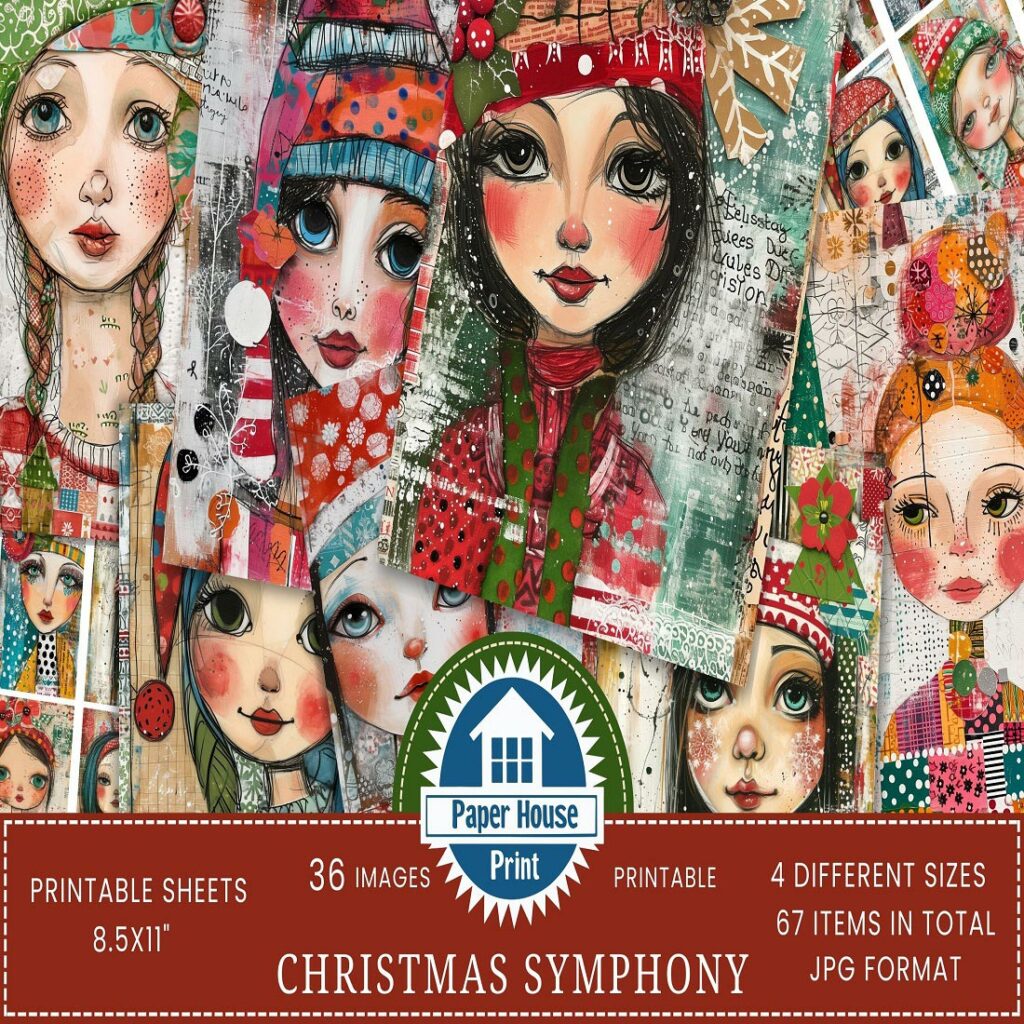 Whimsical Christmas Girls Paper Dolls Papers - MasterBundles