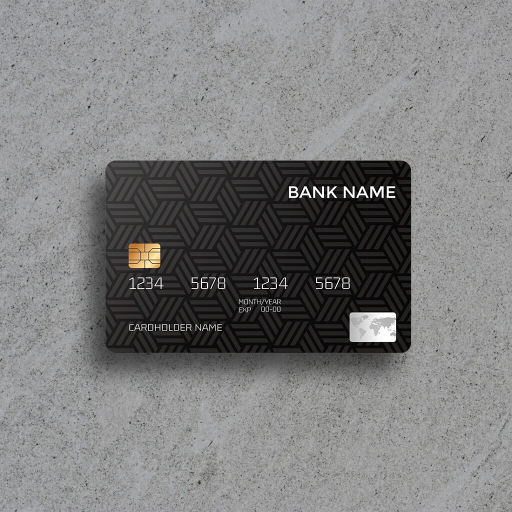Elegant black debit card design template - MasterBundles