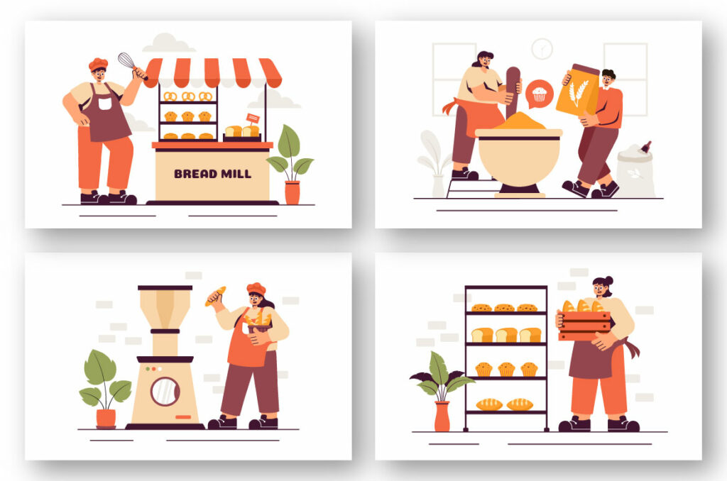 10 Traditional Bread Mill Illustration - MasterBundles