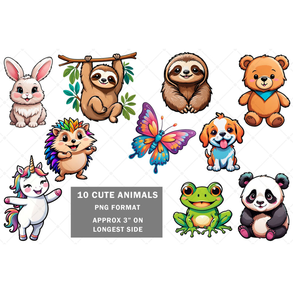 10 Cute Png Cartoon Animals - MasterBundles