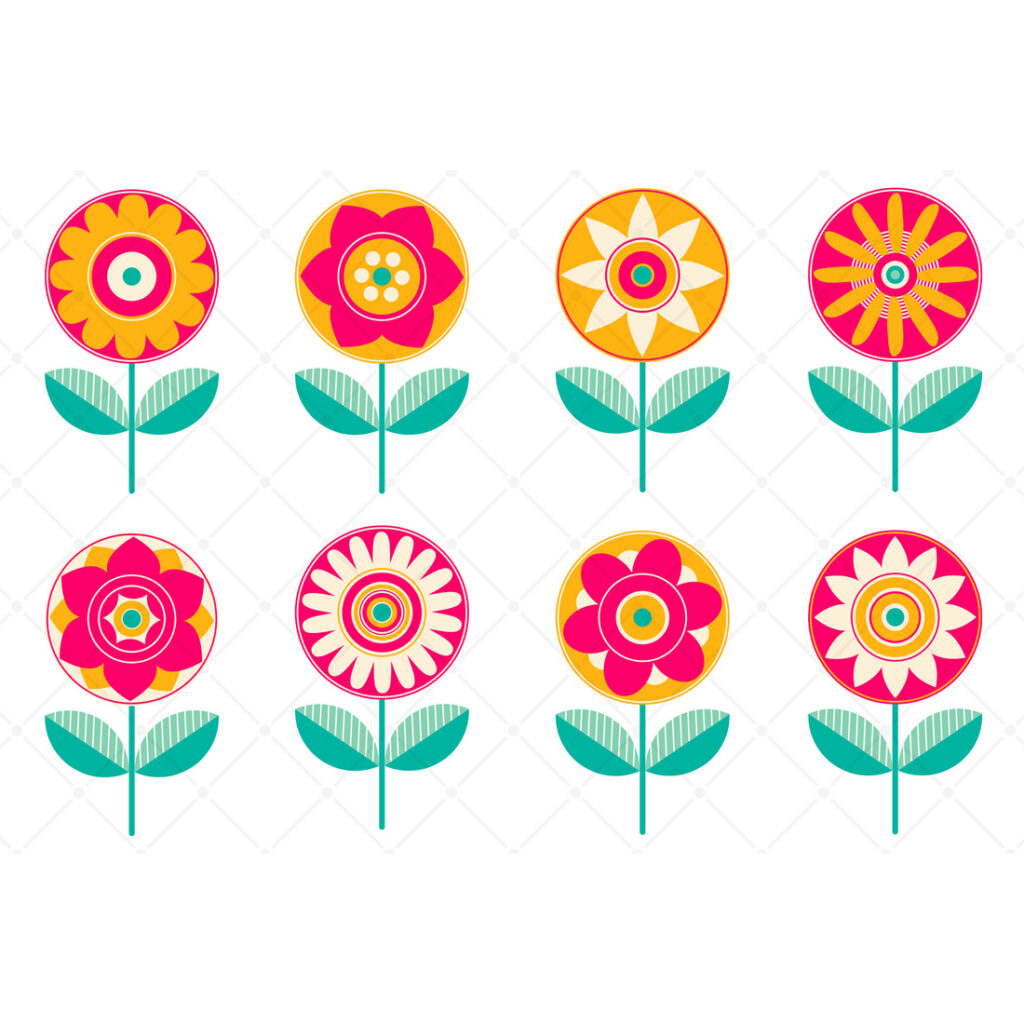 8 Cute Colorful Flowers - MasterBundles