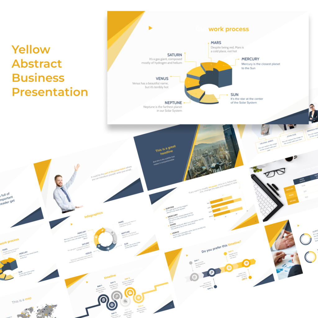 Yellow Abstract Business Presentation - MasterBundles