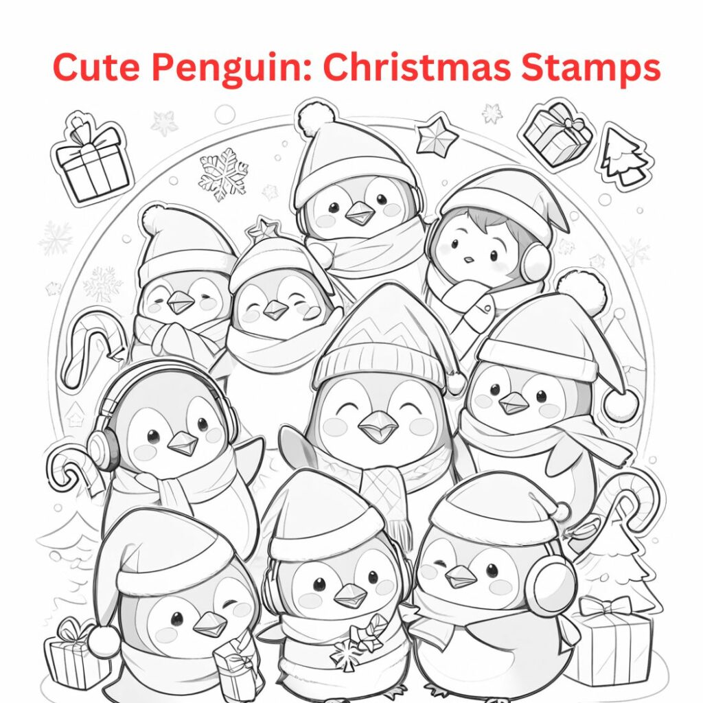 Adorable Penguin Holiday Stamp - MasterBundles