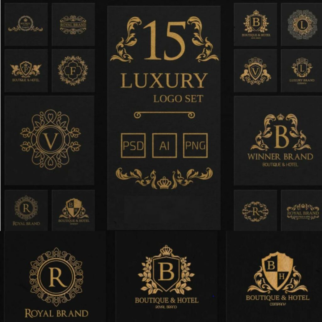 15 Luxury Logo Set in AI, PSD and PNG - MasterBundles