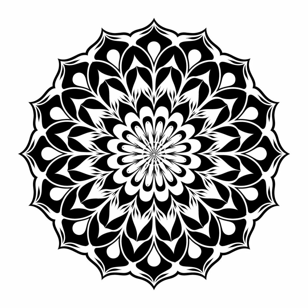 Symmetrical Petal Design in Flat Vector Minimalist Vector Mandala ...