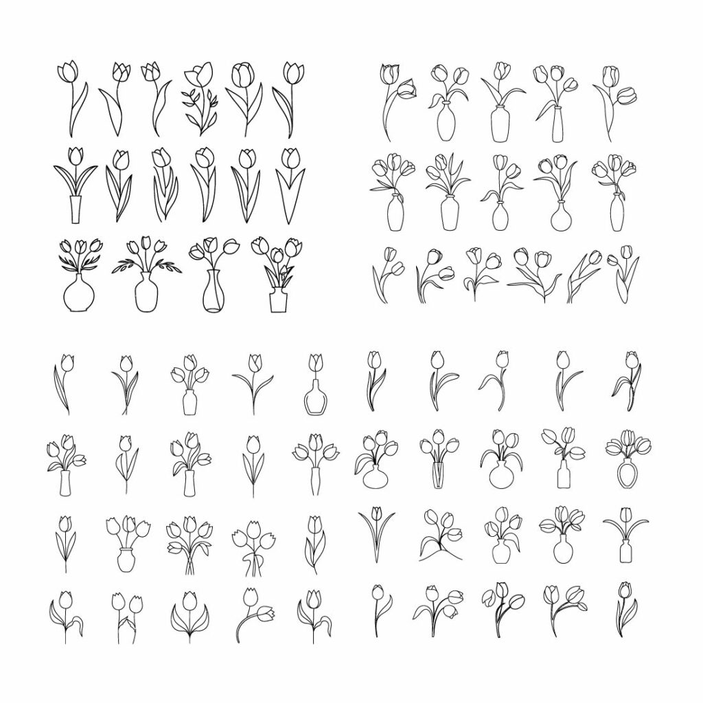 4 Tulips in Bloom A Growth Illustration v7 design bundle - MasterBundles
