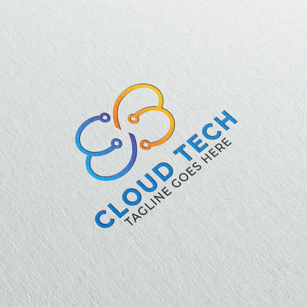 Cloud tech logo icon vector symbol design with cloud and technology ...