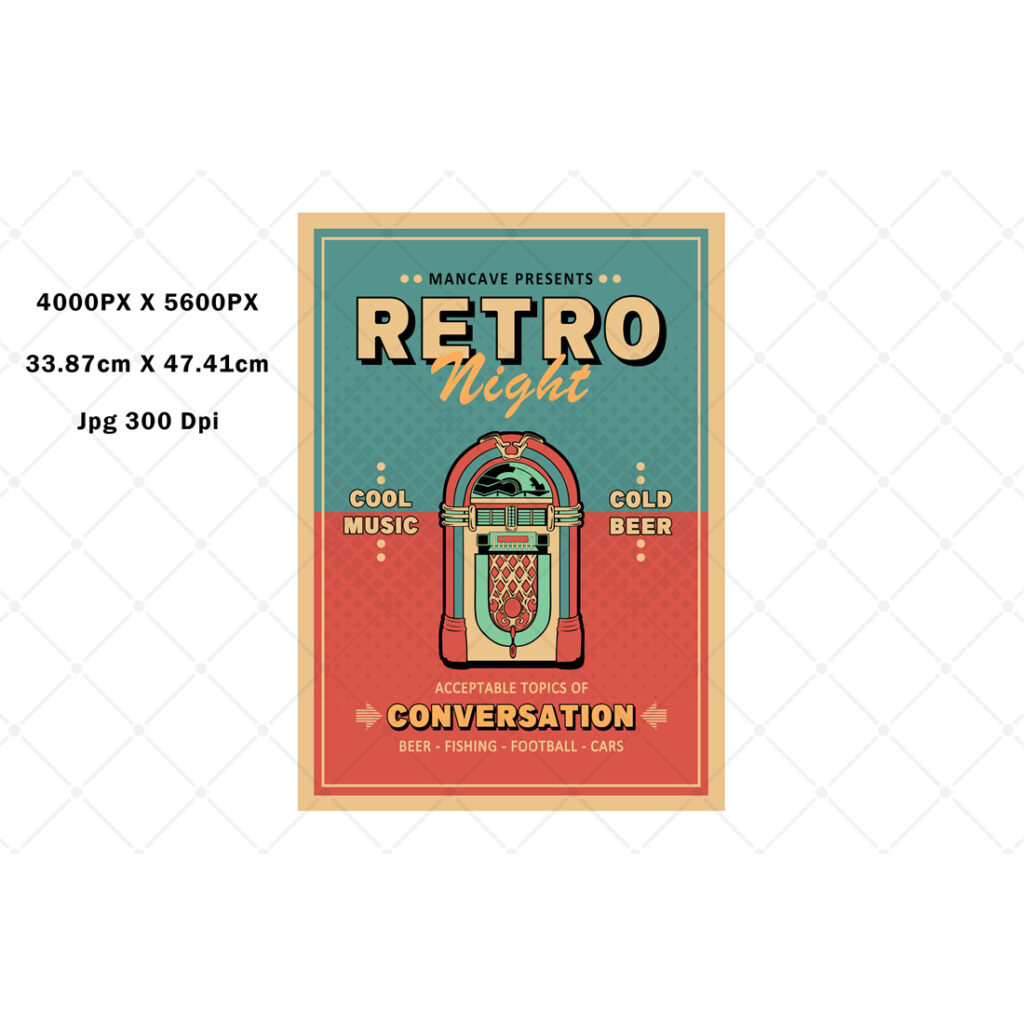 Mancave Presents Retro Night Poster Art - MasterBundles