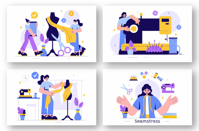 9 Seamstress at Work Illustration - MasterBundles