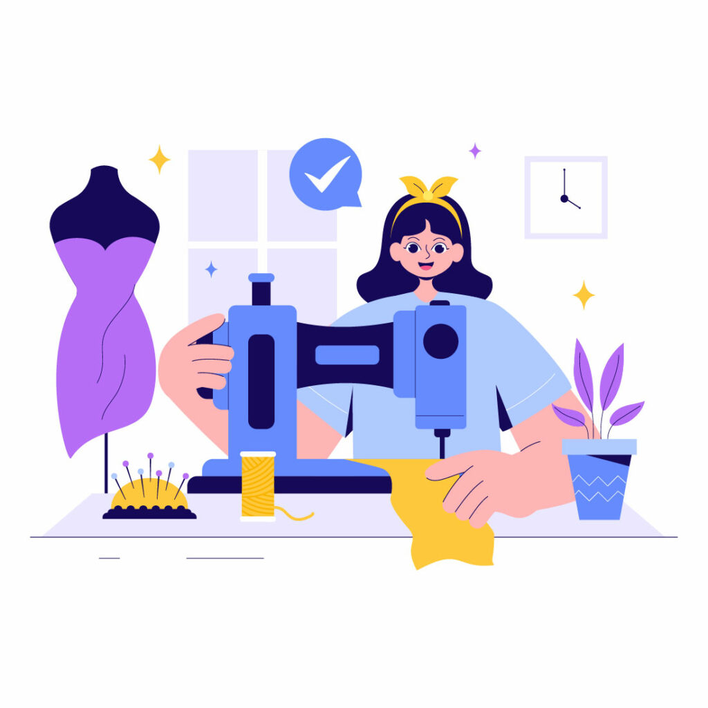 9 Seamstress at Work Illustration - MasterBundles