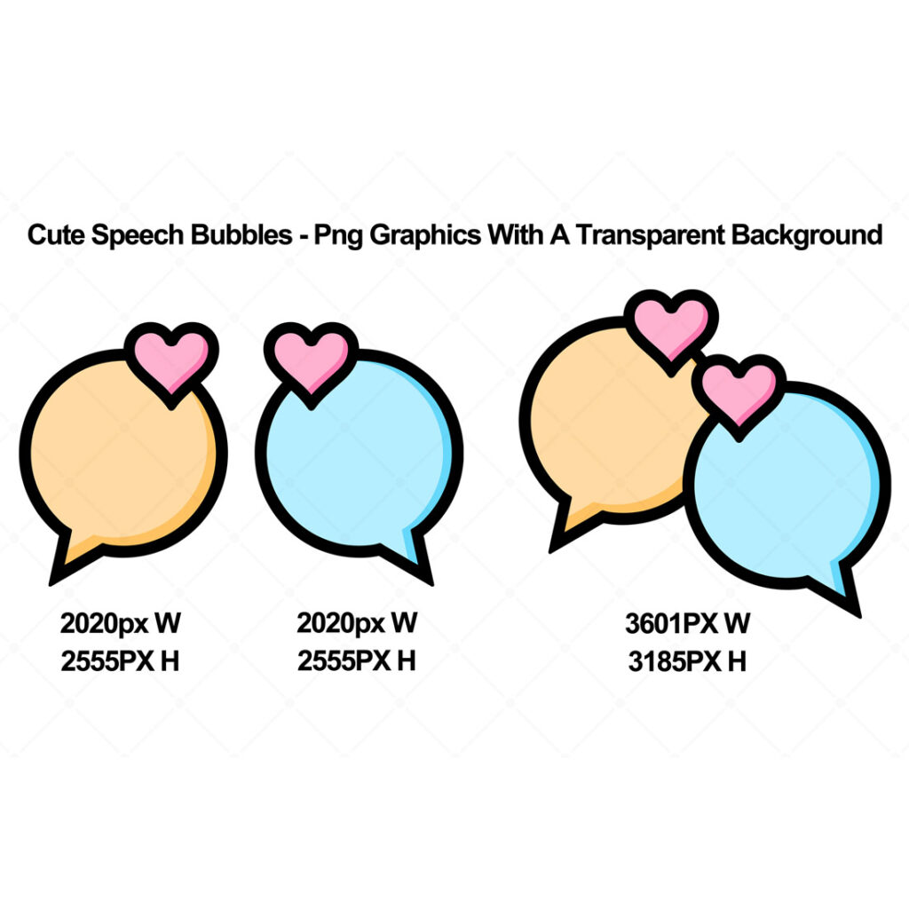 Cute Speech Bubbles with Love Hearts - MasterBundles