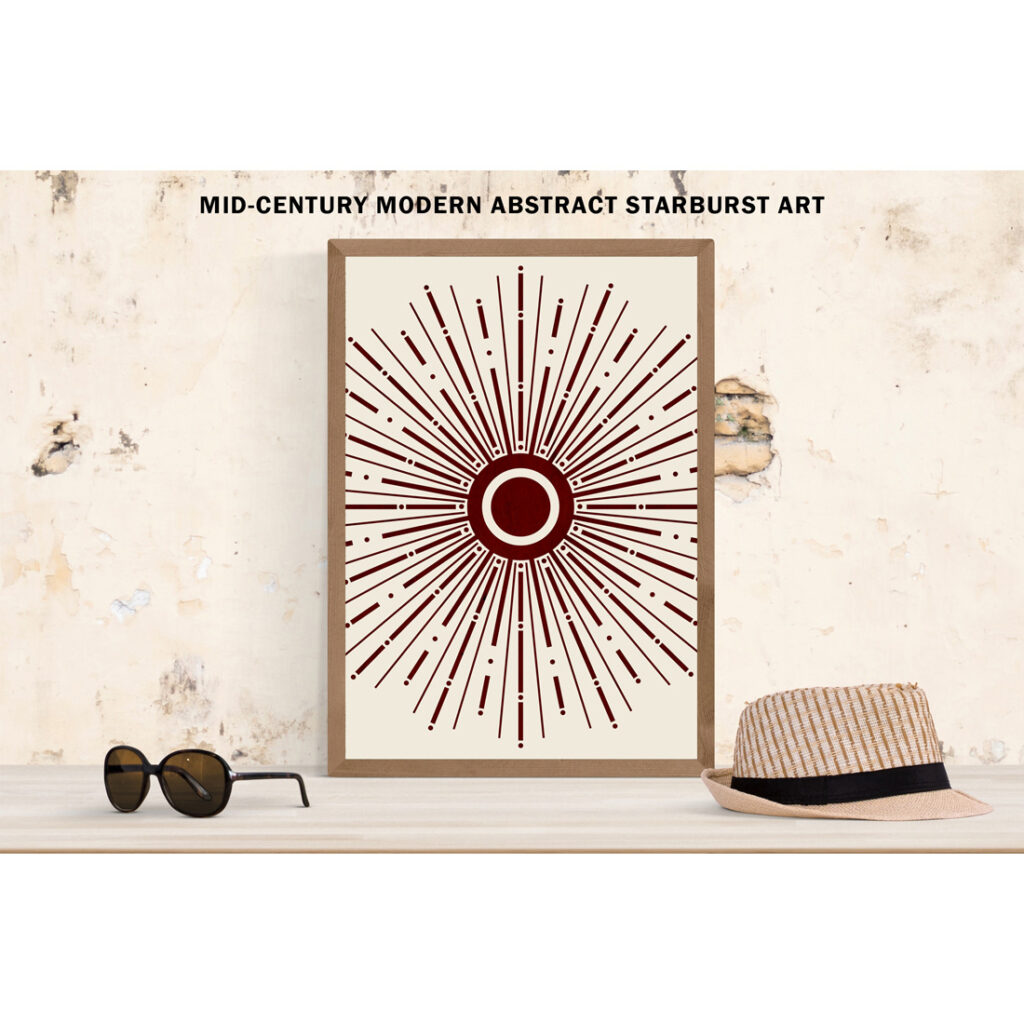 Retro Minimalist Abstract Sunburst Art - MasterBundles