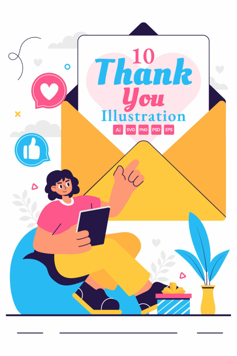 10 Thank You Illustration - MasterBundles