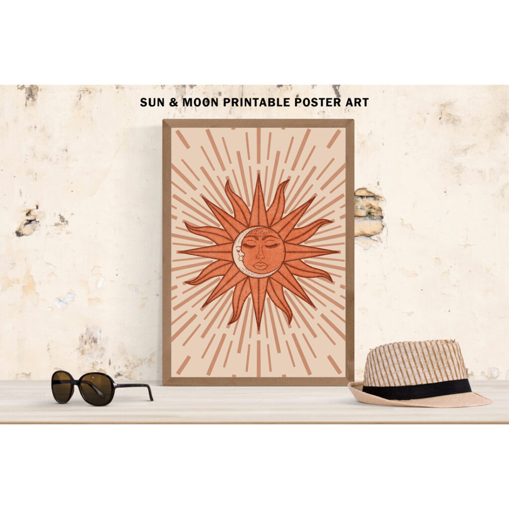 Celestial Sun & Moon Printable Art - MasterBundles