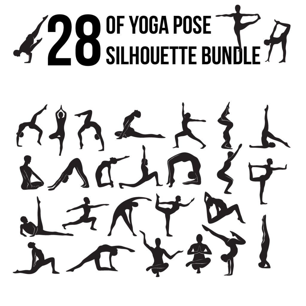 simple yoga pose silhouette vector bundle set - MasterBundles