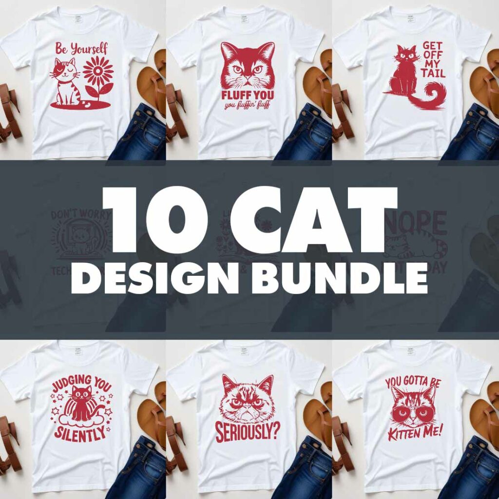 10 Cat Graphic Design Bundle For Cat Lovers - MasterBundles