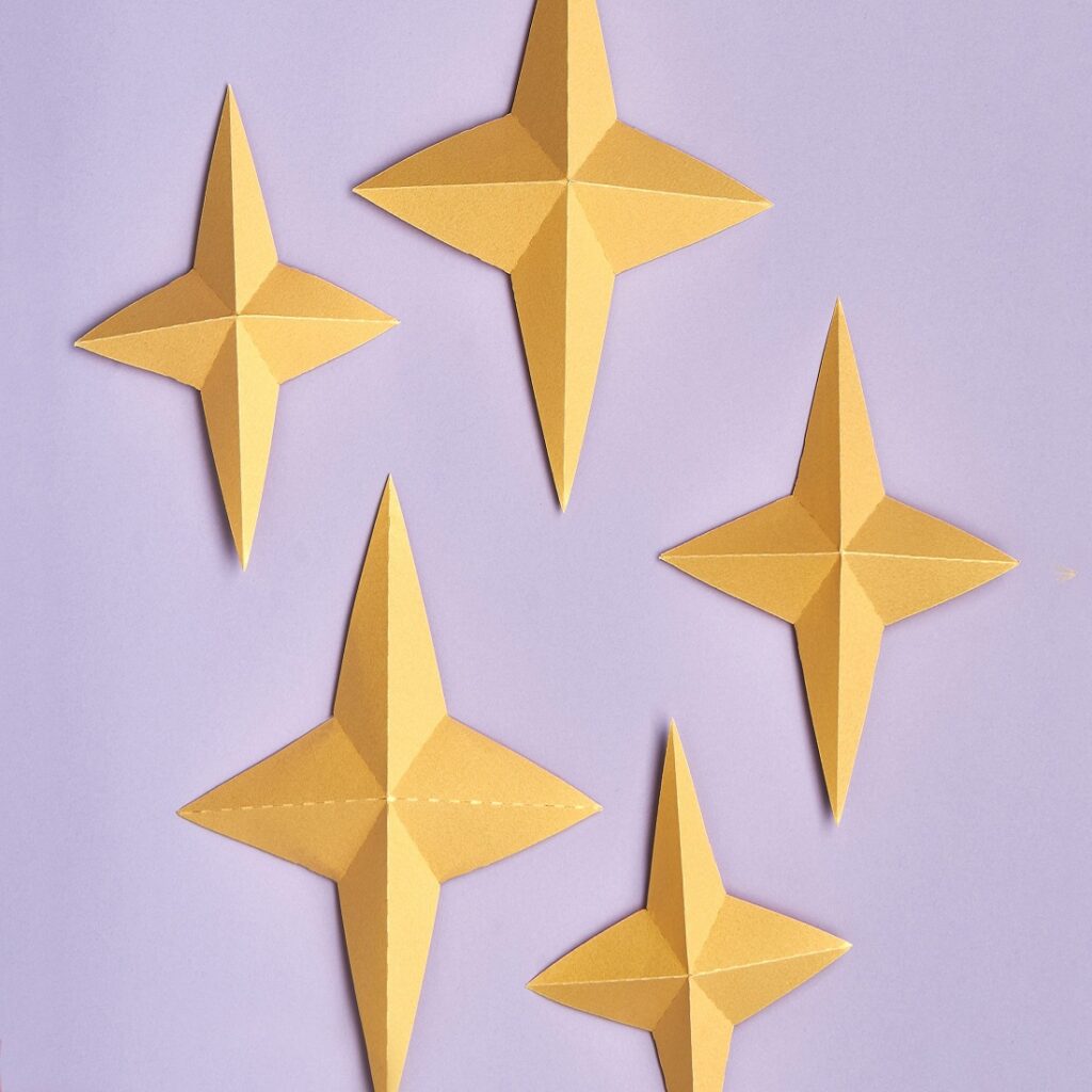 3D Paper Star SVG, Four-Pointed Star Template, Origami Stars ...