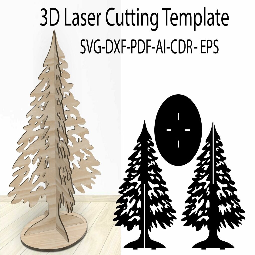 3D Christmas Tree SVG Laser Cutting Template - MasterBundles