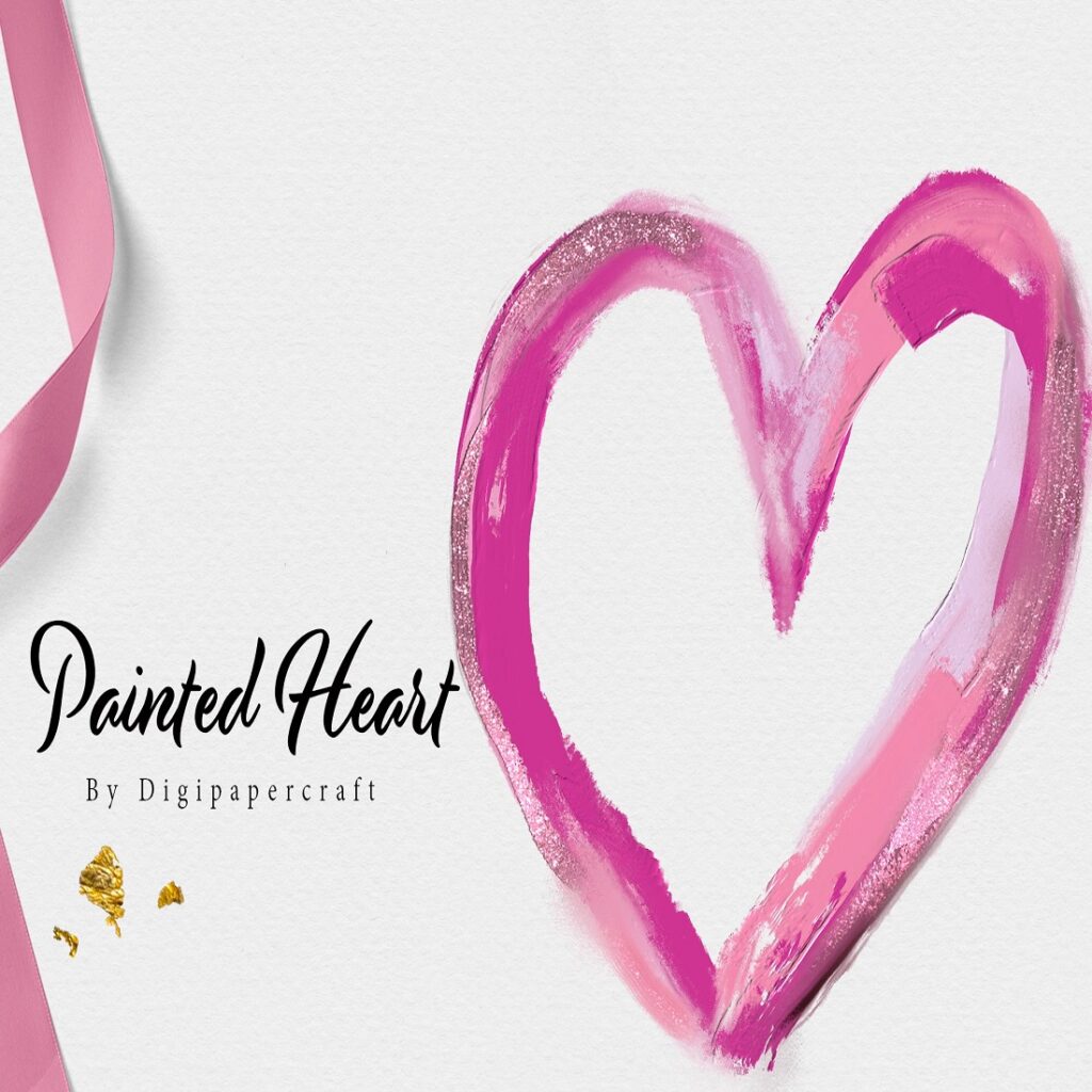 Valentine Digital Cards, love heart clipart, Chic love paper ...