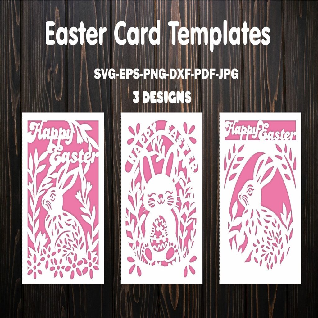 Happy Easter Card Svg Template For Laser And Paper cut - MasterBundles
