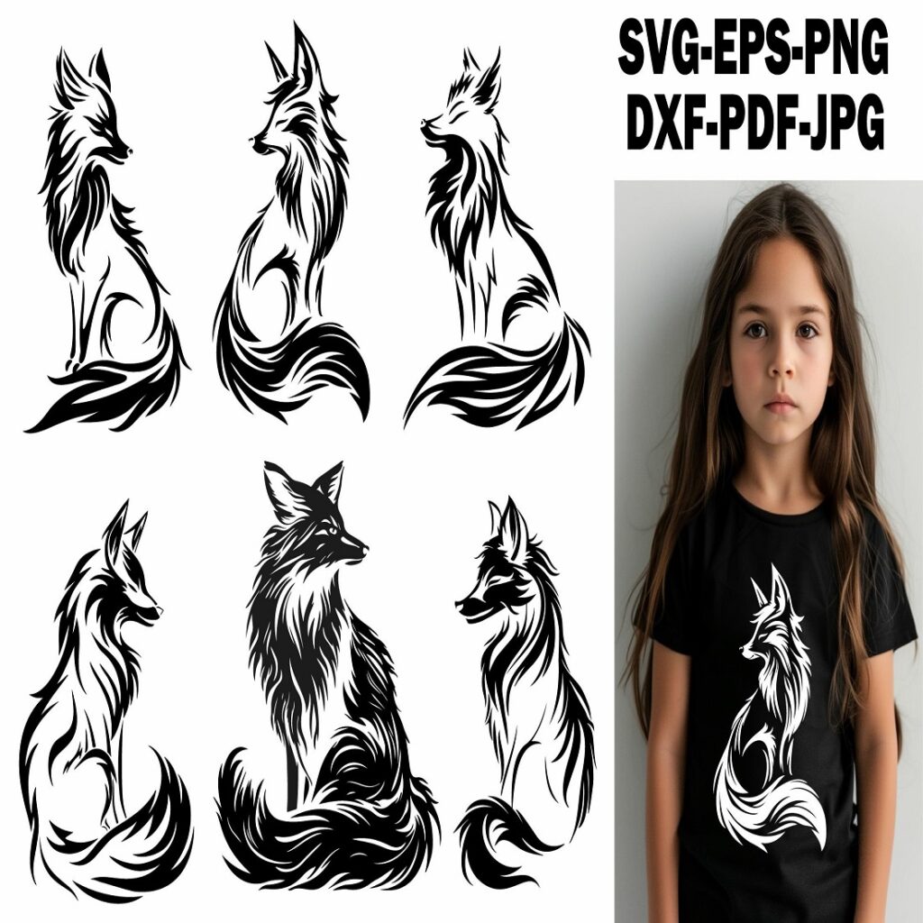 Fox Silhouette SVG Vector Cut Files EPS, PNG, DXF, Fox Icon - MasterBundles