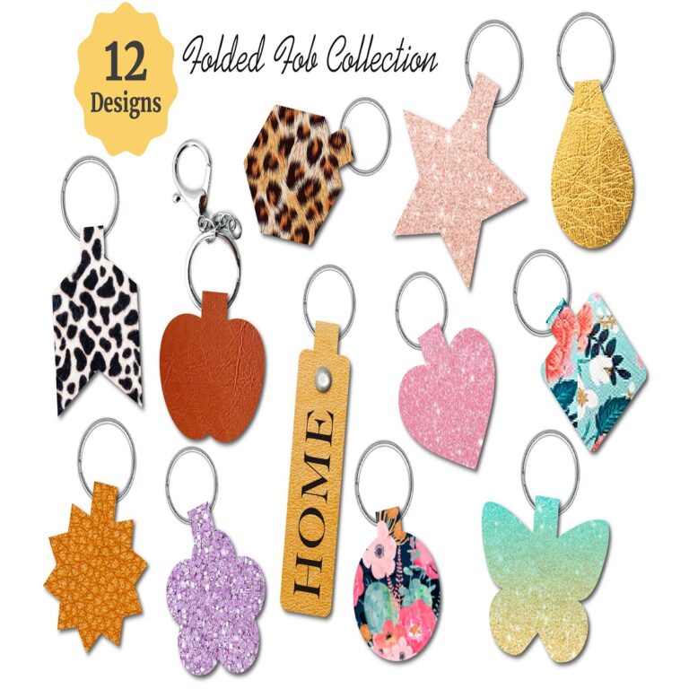 Key Fob SVG, Faux Leather Keychain Template, Folded Fobs - MasterBundles