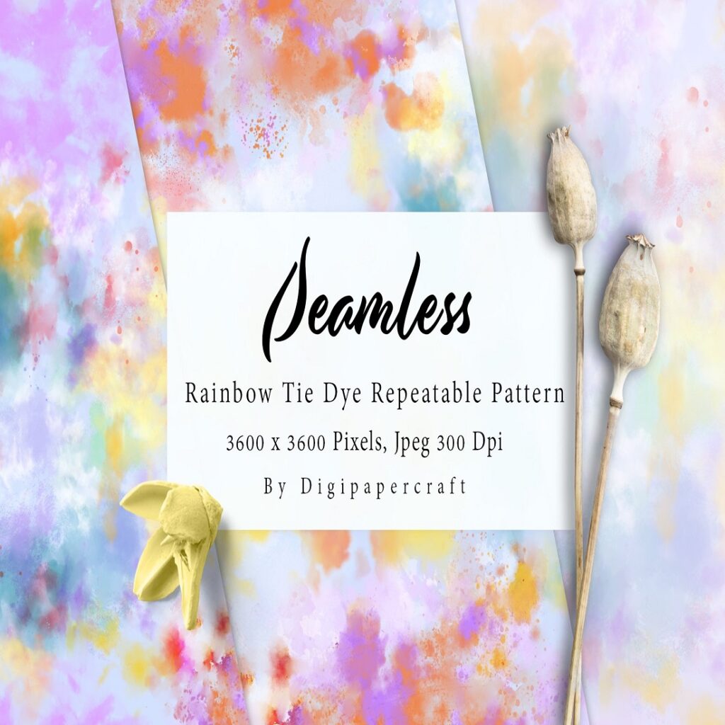 Rainbow Tie Dye Digital Paper, Seamless Tie Dye Ink Pattern - MasterBundles