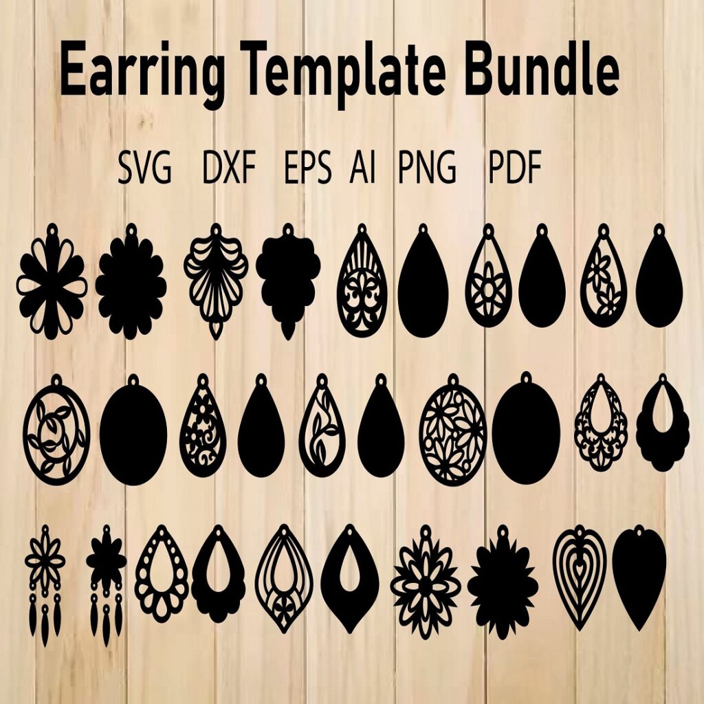 Earrings SVG Bundle, Pendant Template For Laser Cut - MasterBundles