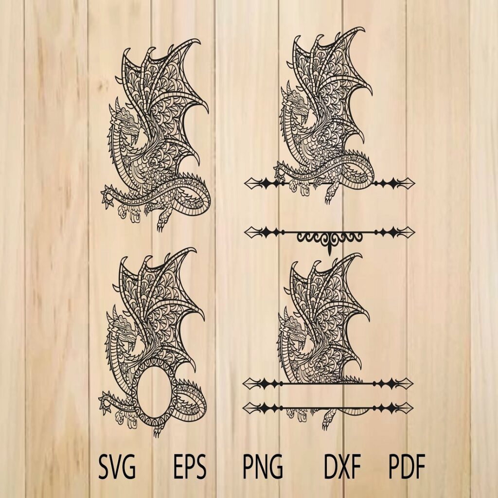 Dragon Svg, Dragon Clipart, Patterned Dragon Svg - MasterBundles
