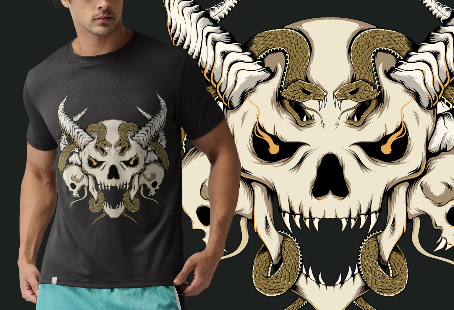 Snake Skull Design - MasterBundles