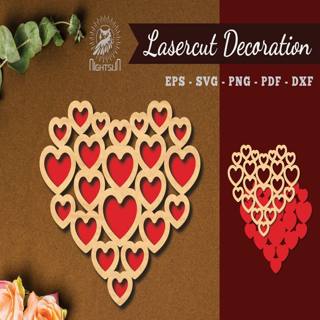 Heart Pattern Laser Cut Decoration - MasterBundles