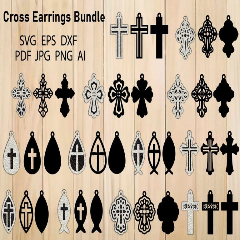 Cross Earrings SVG Bundle, Cross Template For Laser Cut - MasterBundles