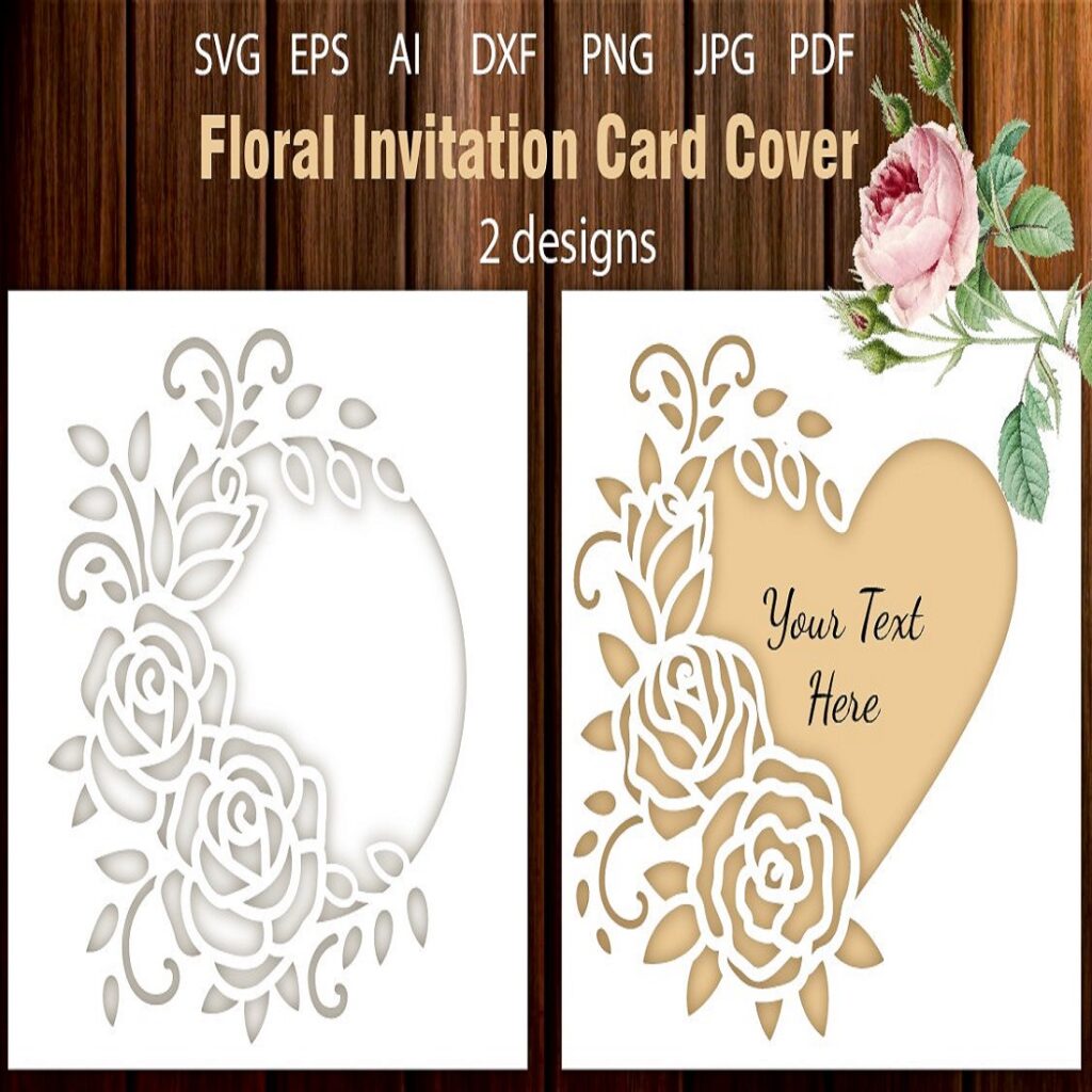 Floral Invitation Card Svg Template For Laser And Paper cut - MasterBundles