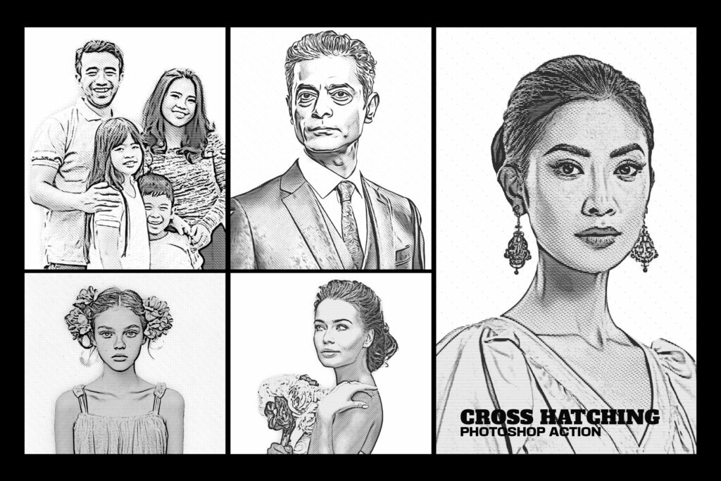 Cross Hatching Photoshop Action - MasterBundles