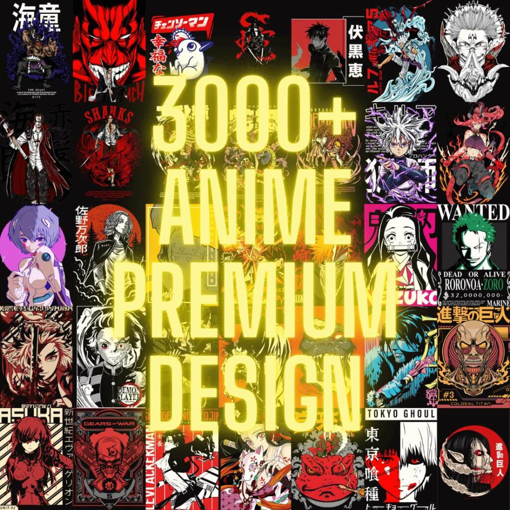 3000+ High-Quality Anime T-Shirt Designs Bundle for DTF & DTG Printing ...