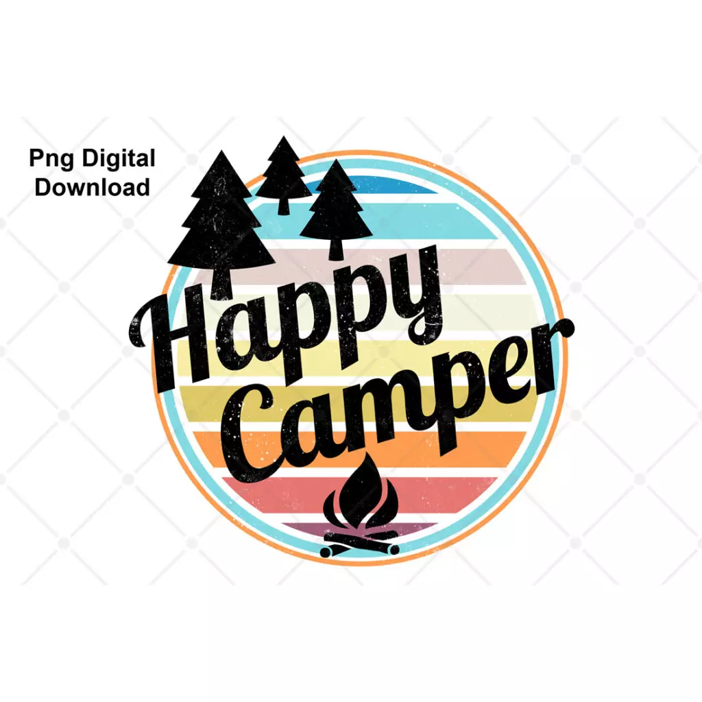Happy Camper Retro Camping Design - MasterBundles