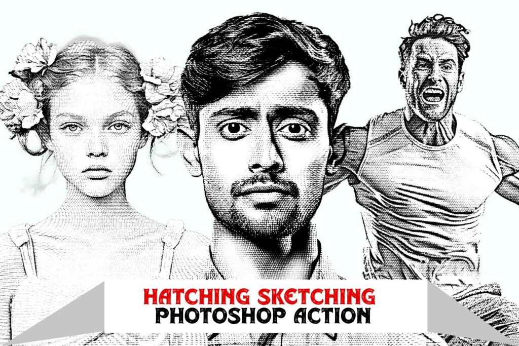 Hatching Sketching Photoshop Action - MasterBundles