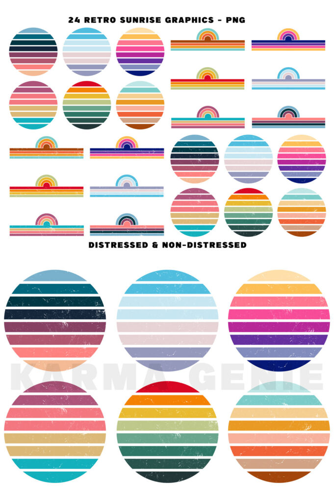 Retro Sunrise Png Graphics - MasterBundles