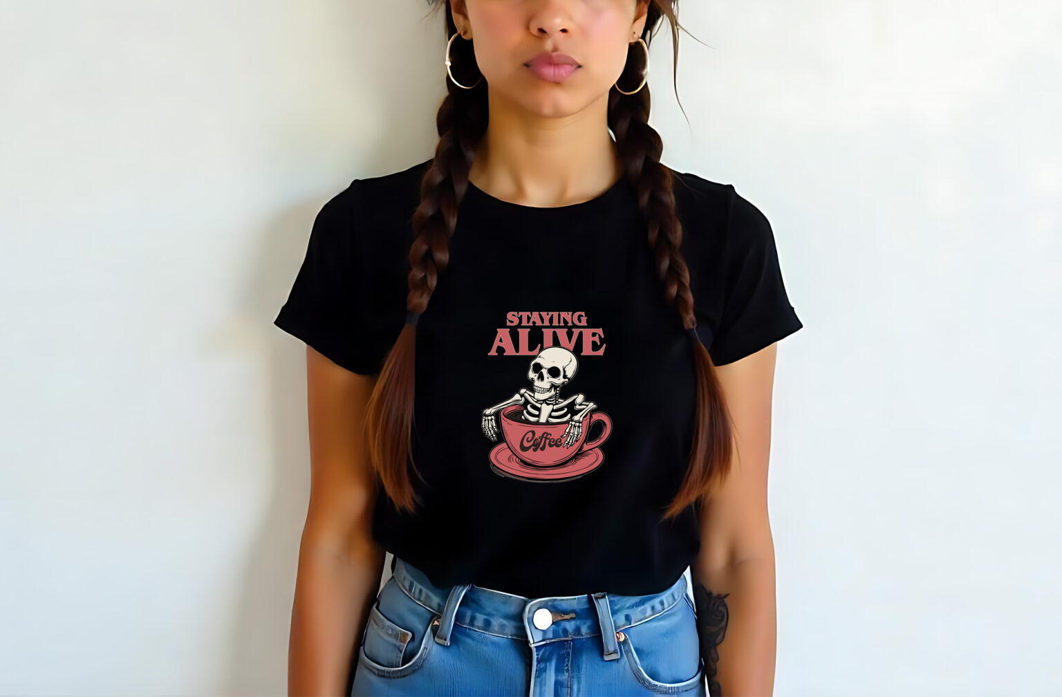 Staying Alive Coffee Skeleton Funny Graphic Design - MasterBundles